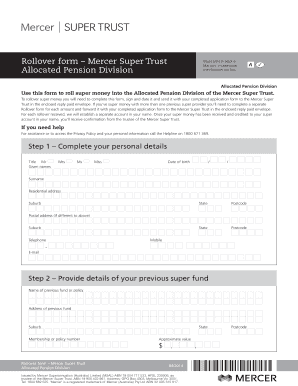 Fillable Online Rollover bformb - Mercer Fax Email Print - pdfFiller