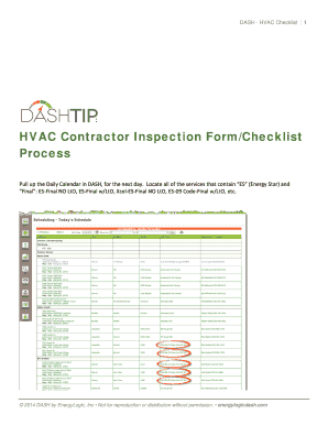 Fillable Online DASH - HVAC Checklist Fax Email Print - pdfFiller
