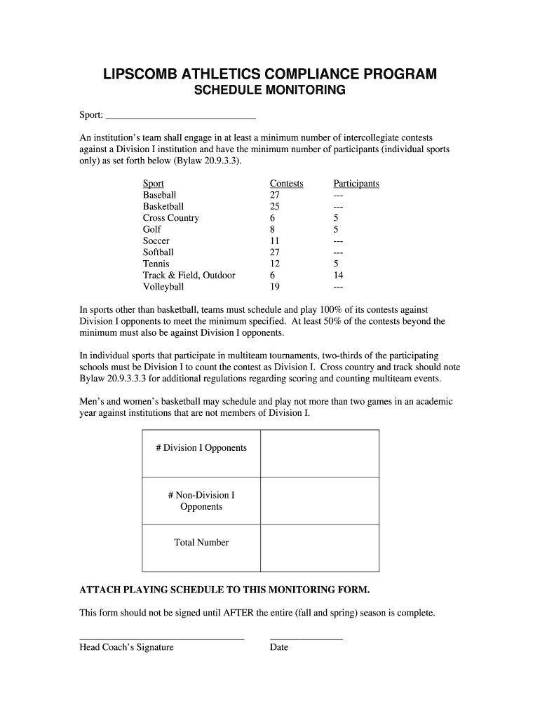 Fillable Online SCHEDULE MONITORING Fax Email Print - pdfFiller