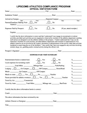Fillable Online OFFICIAL VISITATION FORM Fax Email Print - pdfFiller