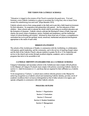 Fillable Online THE VISION FOR CATHOLIC SCHOOLS Fax Email Print - pdfFiller