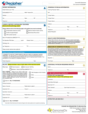 Fillable Online A D ORDERING PHYSICIAN INFORMATION - Decipher Test Fax ...