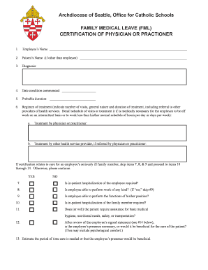 Fillable Online FAMILY MEDICAL LEAVE FML CERTIFICATION OF PhYsICIAN OR ...