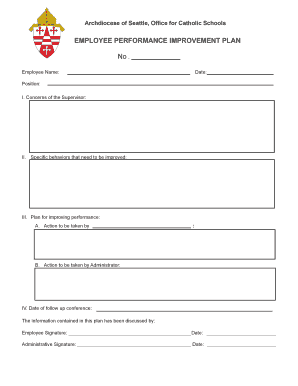Fillable Online EMPLOYEE PERFORMANCE IMPROVEMENT PLAN No Fax Email ...