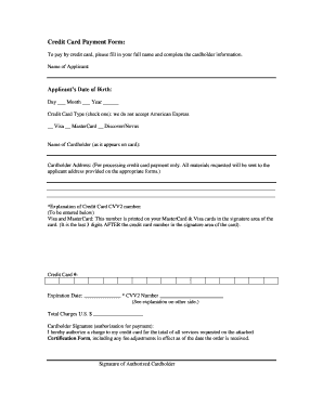 Fillable Online Credit Card Payment Form - MFA Fax Email Print - pdfFiller