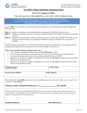 Fillable Online aiarc Sec 403b Salary Reduction Agreement Form For Fax ...