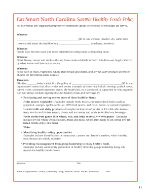 Fillable Online ndworksitewellness Eat Smart North Carolina Sample ...