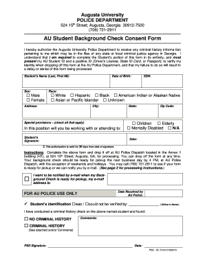 Fillable Online Augusta University POLICE DEPARTMENT 524 15th Street ...