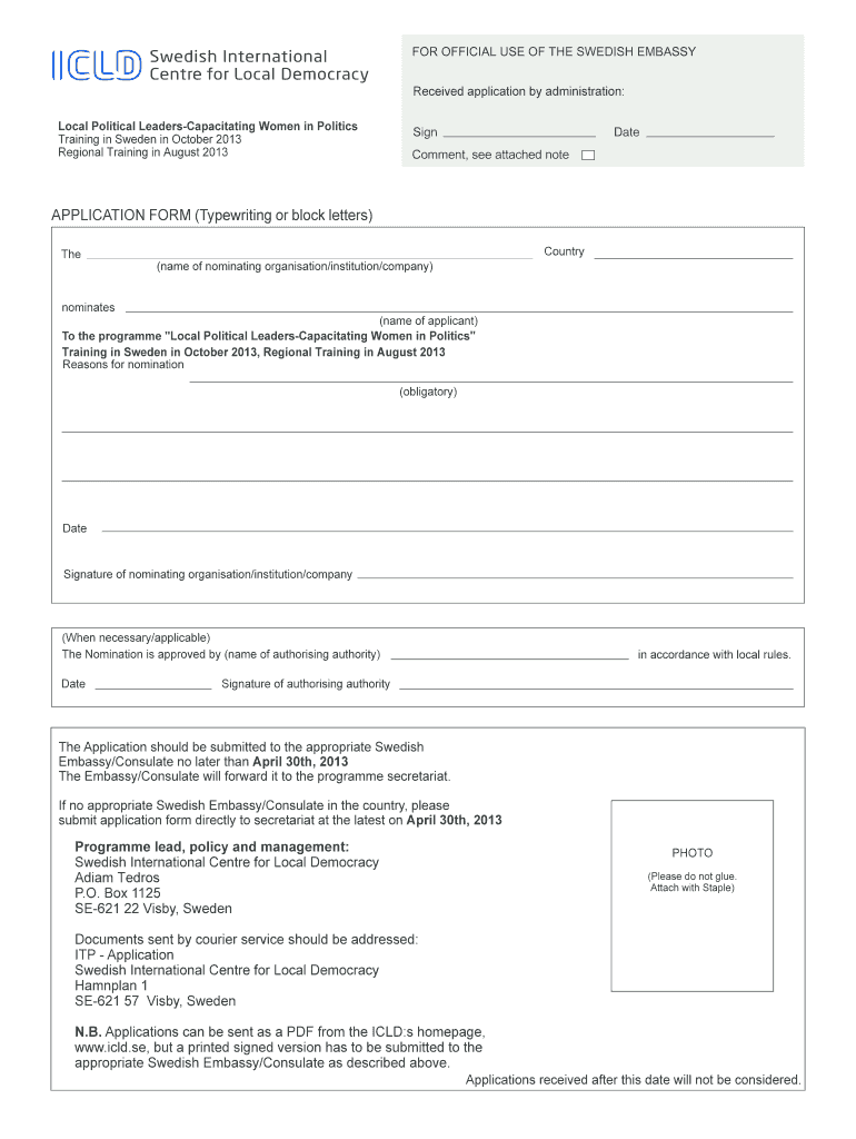 Fillable Online msdp undp org FOR OFFICIAL USE OF THE SWEDISH EMBASSY ...