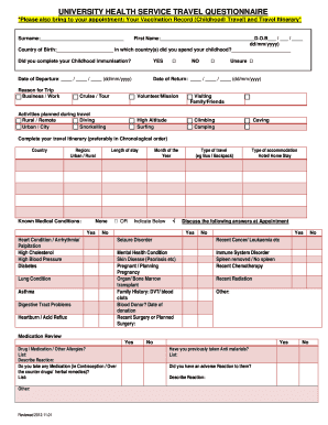 travel questionnaire sample Forms and Templates - Fillable & Printable ...