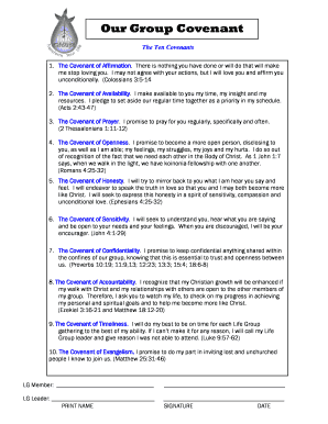 Fillable Online Our Group Covenant - Mt Olivet Baptist Church Fax Email ...