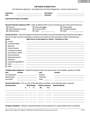 Fillable Online uolab lsu BJob Safety Analysis Formb - uolab ...