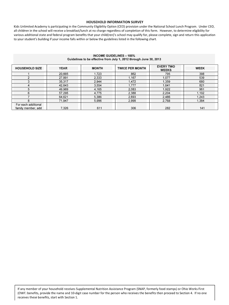 Fillable Online sunbridgeschools Csr Household Income Formdocx Fax ...