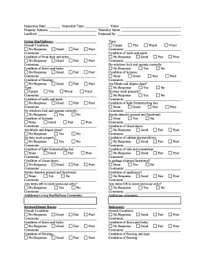 Fillable Online Property Management Inspection 2 bedroom 1 bathroom ...