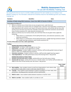 Fillable Online Mobility Assessment Form Fax Email Print - pdfFiller
