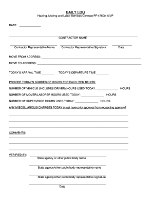 Fillable Online dps dgs virginia Daily Log.doc - dps dgs virginia Fax Email Print - pdfFiller