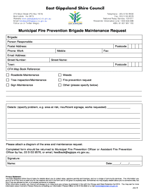 Fillable Online MUNICIPAL FIRE PREVENTION BRIGADE MAINTENANCE REQUEST ...