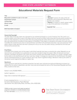 Fillable Online Educational Materials Request Form - Ohio State ...