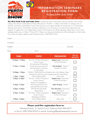 Fillable Online INFORMATION SEMINARS REGISTRATION FORM Fax Email Print ...