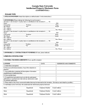 Fillable Online www2 gsu Georgia State University Intellectual ...