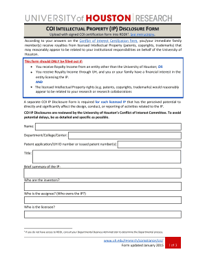 Fillable Online uh COIINTELLECTUAL bPROPERTYb IPbDISCLOSURE FORMb ...