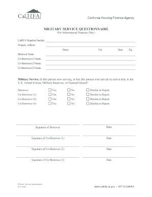 Military Service Questionnaire - Fill Online, Printable, Fillable ...