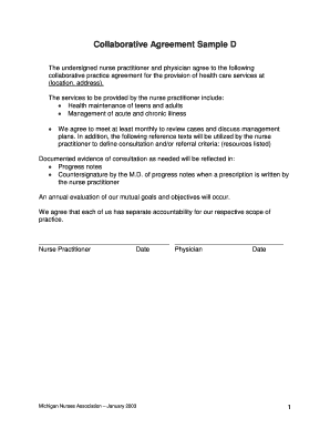 Fillable Online mmbaonline Collaborative Agreement Sample D The ...