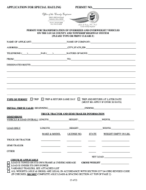 Fillable Online co lucas oh Special Hauling PERMITdoc Fax Email Print ...