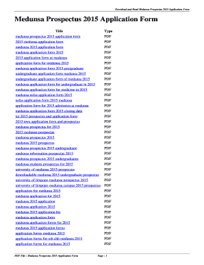 Fillable Online rhesus Medunsa Prospectus 2015 Application Form ...