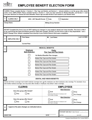 Fillable Online mustbenefits EMPLOYEE BENEFIT ELECTION FORM ...