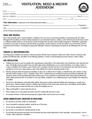 Fillable Online rhagpforms 210 VENTILATION MOLD MILDEW ADDENDUM Y ...