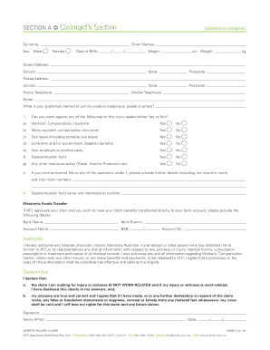 Fillable Online CLAIM FORM Sports Injury - Home - ATC Fax Email Print ...