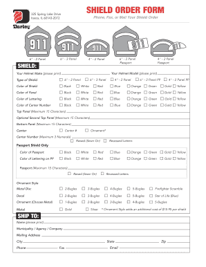 Fillable Online SHIELD ORDER FORM - eDarleycom Fax Email Print - pdfFiller