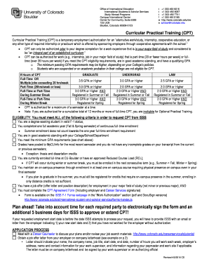 Fillable Online colorado Curricular Practical Training CPT - ISSS CPT ...