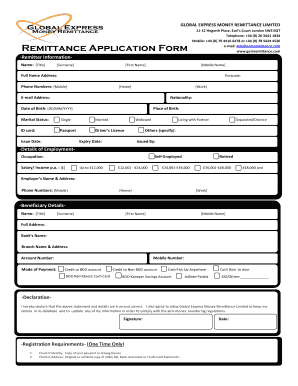 Fillable Online Remittance Application Form e-mail Fax Email Print ...