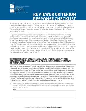 Fillable Online washington-apa REVIEWER CRITERION RESPONSE CHECKLIST ...