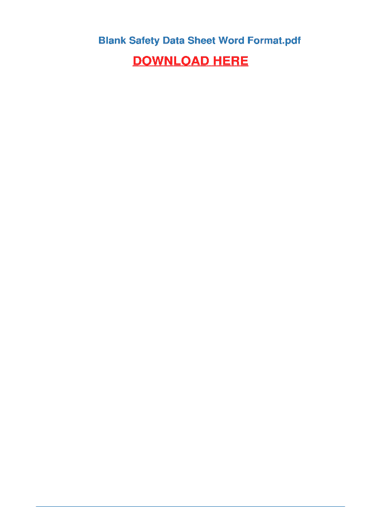 Fillable Online Blank Safety Data Sheet Word Format - Pdfsdocumentscom ...