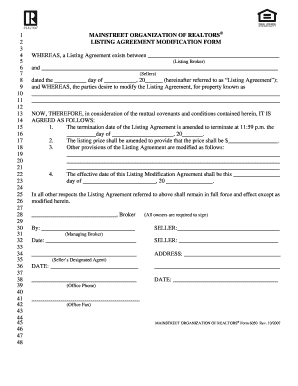 Fillable Online LISTING MODIFICATION AGREEMENT - Yola Fax Email Print ...