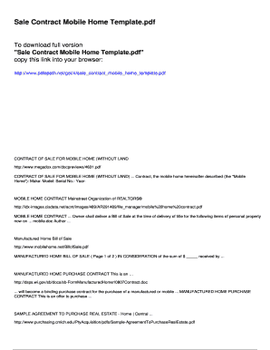 Fillable Online Sale Contract Mobile Home Template - pdfslibformecom ...