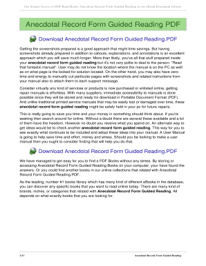 Fillable Online windowshub Anecdotal Record Form Guided Reading ...