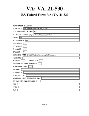 Fillable Online VA21-530 US Federal Form Fax Email Print - pdfFiller