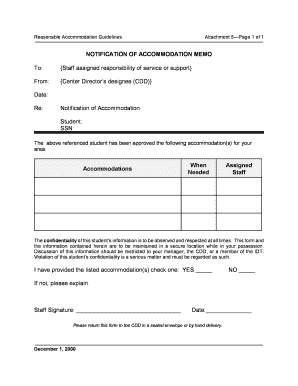 Fillable Online jchealthdemo NOTIFICATION OF ACCOMMODATION MEMO ...