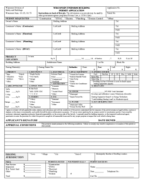 Fillable Online Wisconsin Uniform Building Permit Application ...
