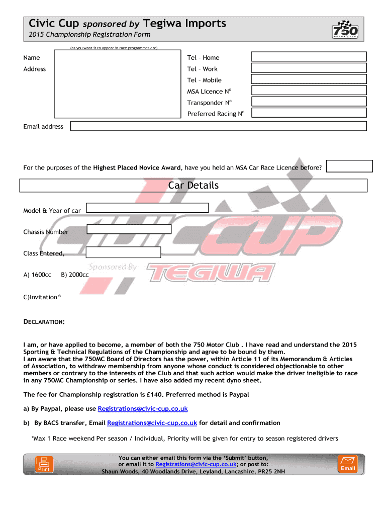Fillable Online 2014 Reg form Civic Cupdocx Fax Email Print - pdfFiller