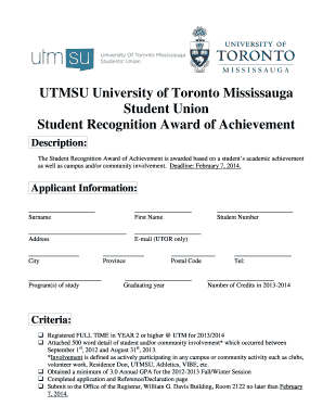 Fillable Online utm utoronto Student Union - utm utoronto Fax Email ...