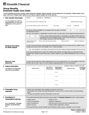 Fillable Online Group Benefits Extended Health Care Claim - Health Plus ...