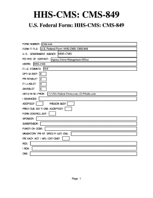 Fillable Online CMS-849 US Federal Form Fax Email Print - pdfFiller