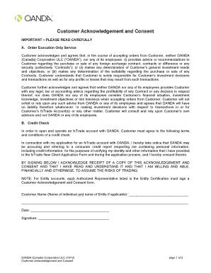Fillable Online Customer Acknowledgement Consent 0912 - CFDsdoc Fax ...