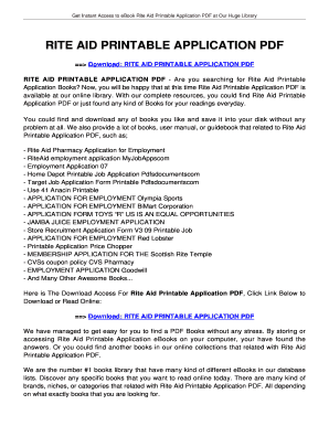 Fillable Online jansbooks RITE AID PRINTABLE APPLICATION PDF ...