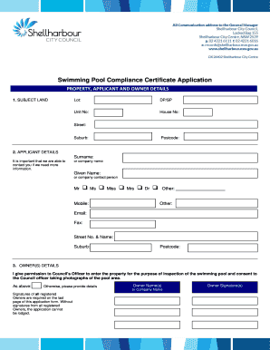 Fillable Online V2 Swimming Pool Compliance Certificate Application ...